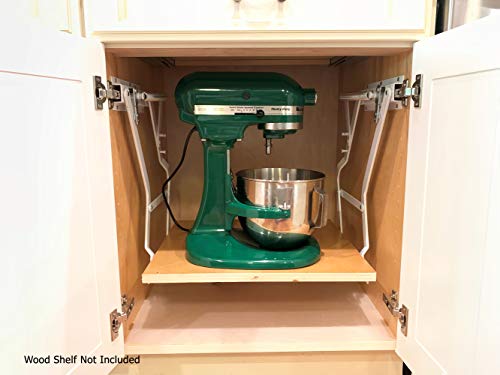 Wood Technology Kitchen Appliance Lift, White, with Self-locking Spring Mechanism for Heavy Appliance Storage and Space Savings