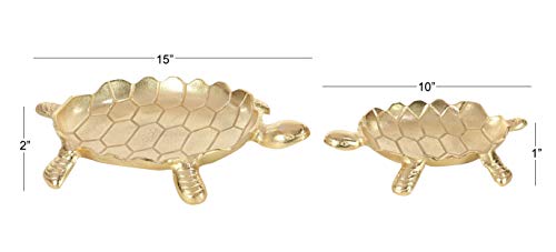 Deco 79 68987 Aluminum Turtle Dishes (Set of 2), Gold