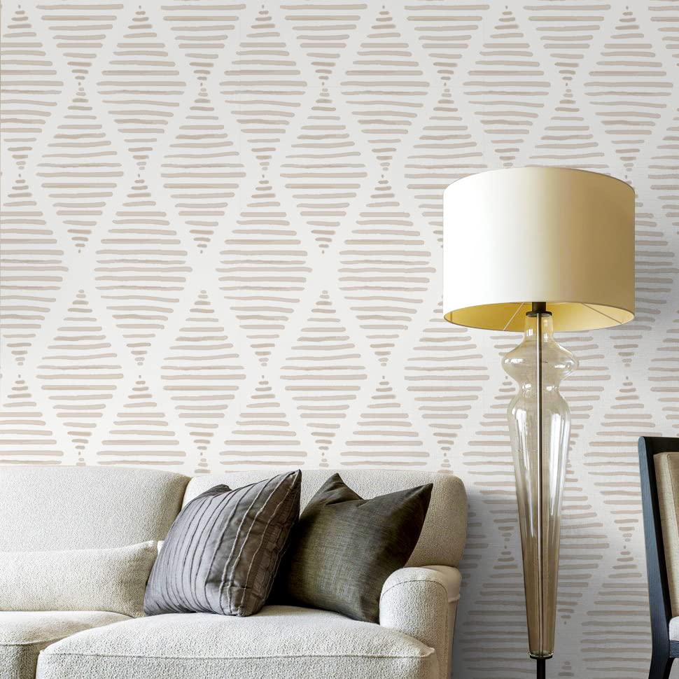 Modern Stripe Peel and Stick Wallpaper Beige and White Contact Paper 17.7β x 78.7β Geometric Wallpaper Self Adhesive Wallpaper Removable Decorative Wallpaper for Bedroom Drawers Cabinets Decor Vinyl