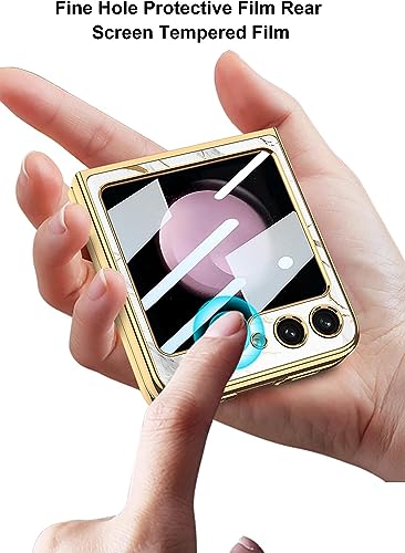 TECHY for Samsung Z Flip 5 Case Ultra-Thin Electroplated Glass Protective Cover for Samsung Galaxy Z Flip 5 Case, Golden Wings