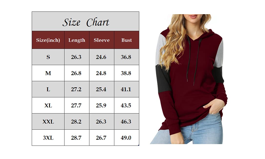 CATHY Women's Casual Drawstring Pullover Tunic Top Long Sleeve Color Block Hoodie Sweatshirts With Pocket, XXL, Shallow Khaki