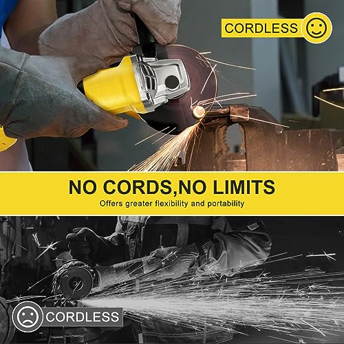 Cordless Angle Grinder for DEWALT 20V Max Battery, 10000RPM Brushless Motor Grinder Tool, 4-1/2'' Blade, Electric Grinders Power Tools with Grinding Wheels, Flap Disc and Auxiliary Handle (Tool Only)