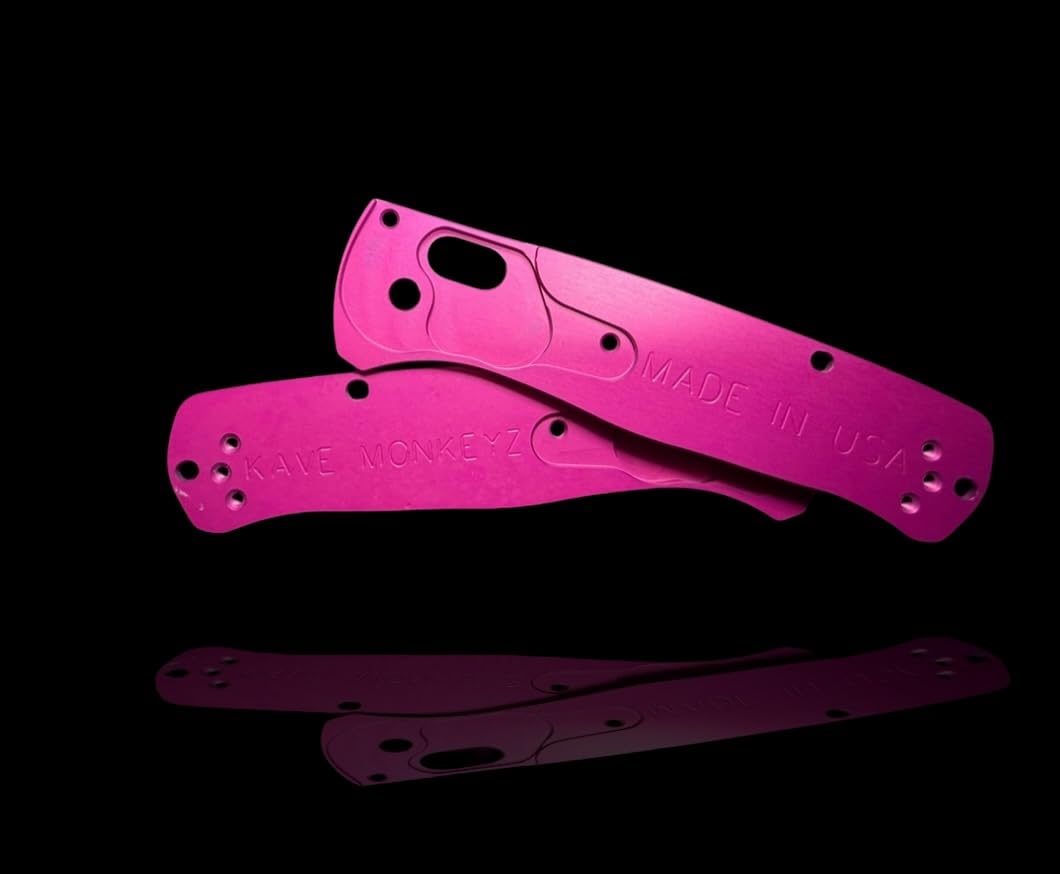 Hot Pink, Smooth, Billet Aluminum, Full Size Bugout, Gift for dad, Everyday Carry Knife Scales