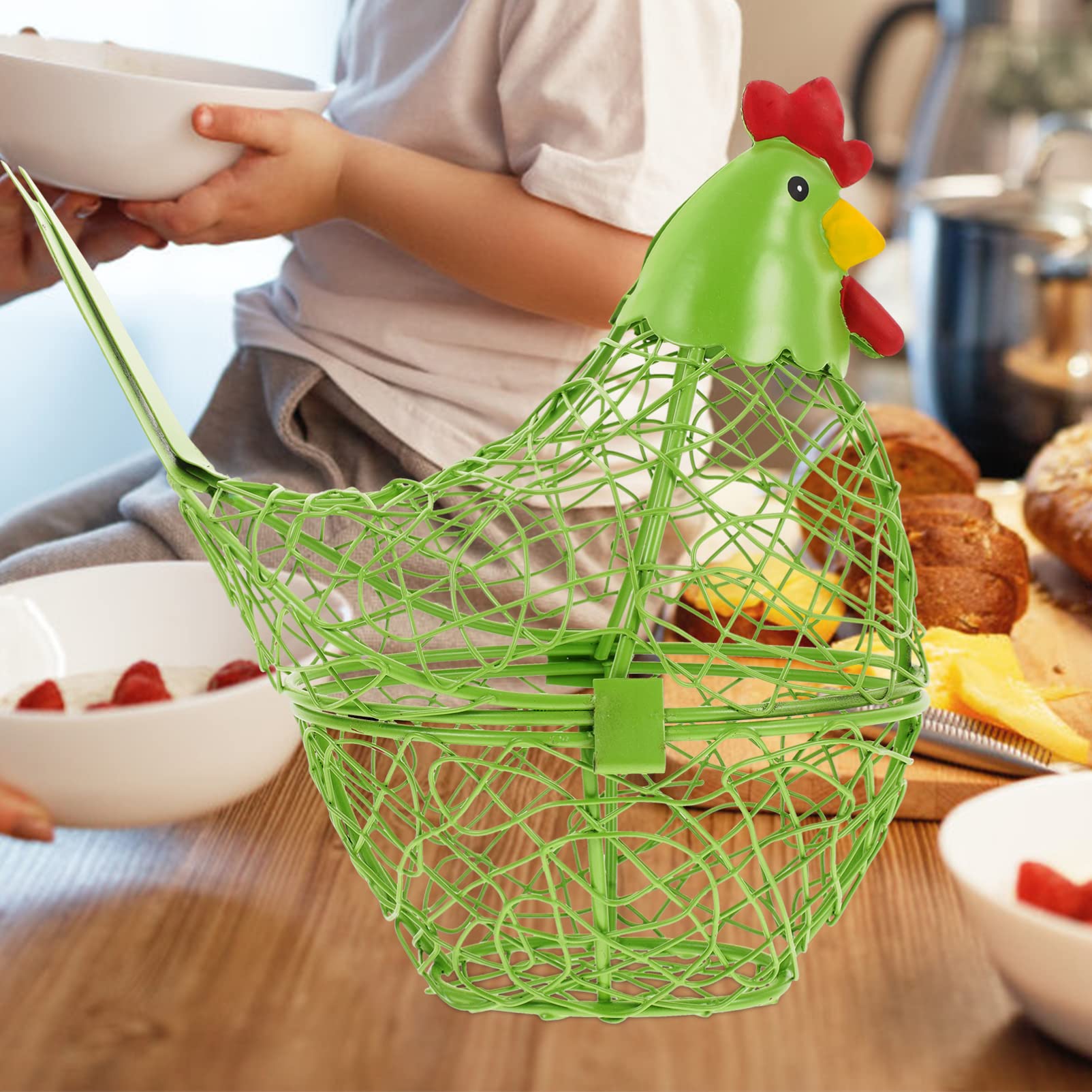 Didiseaon Fresh Egg Holder Eggs Gathering Basket Hen Egg Basket Iron Storage Rack Vintage Kitchen Storage Basket Vegetable Basket