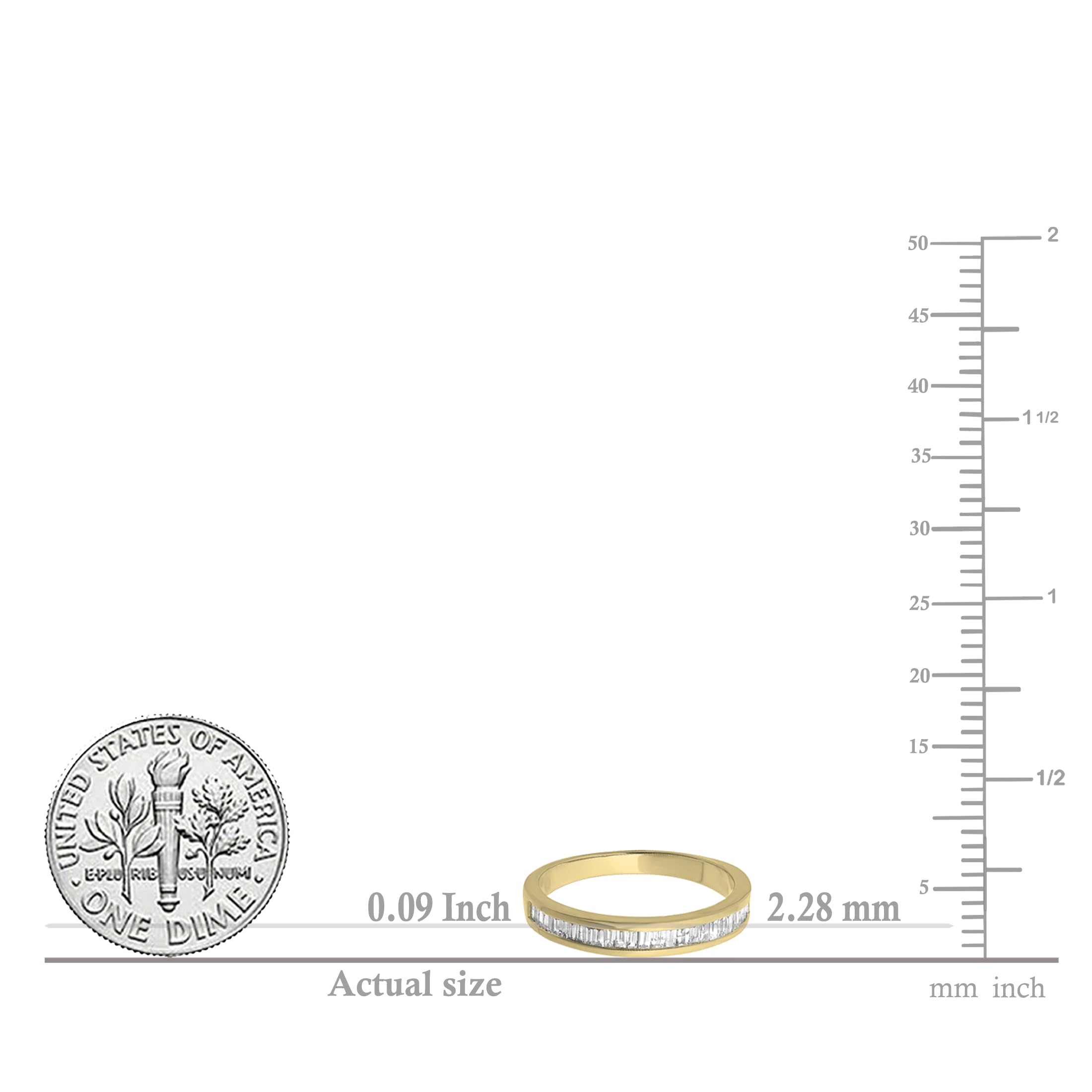 Dazzlingrock Collection 0.13 Carat (ctw) 14K Baguette Diamond Ladies Wedding Band Stackable Ring, Yellow Gold, Size 6