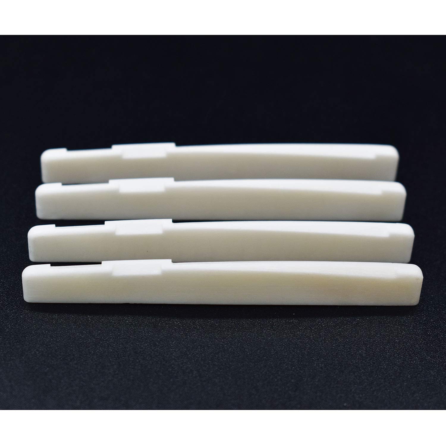 Vencetmat Acoustic Guitar Bridge Saddles, Fit for 74mm & 72mm Bridge Slot, Pure Complete Bone, Ivory Color, 4 Pack