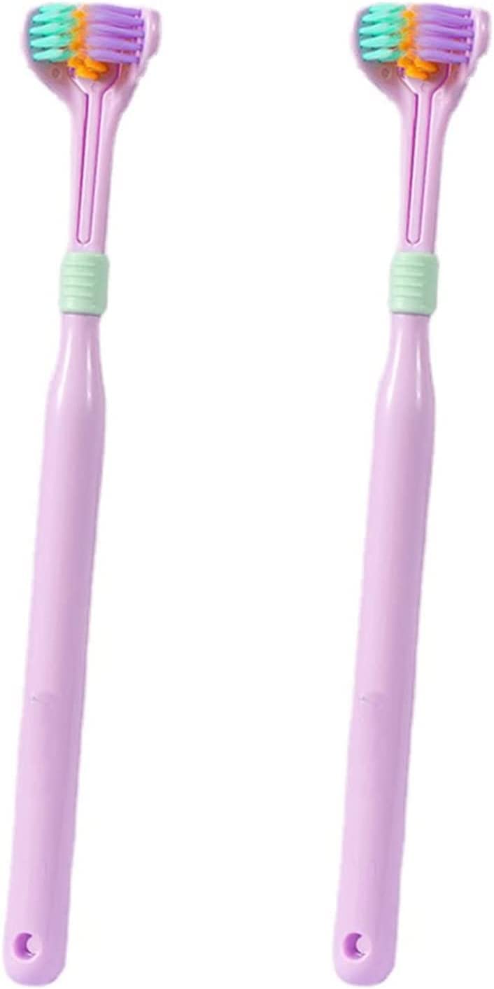 Endxedio Three-Sided Soft Hair Tooth Toothbrush,3 Sided Toothbrushes,U Shaped Toothbrush for Kids,Extra Soft Toothbrushes,Great Angle Bristles Clean Each Tooth,Soft and Gentle (2pcs, Purple)