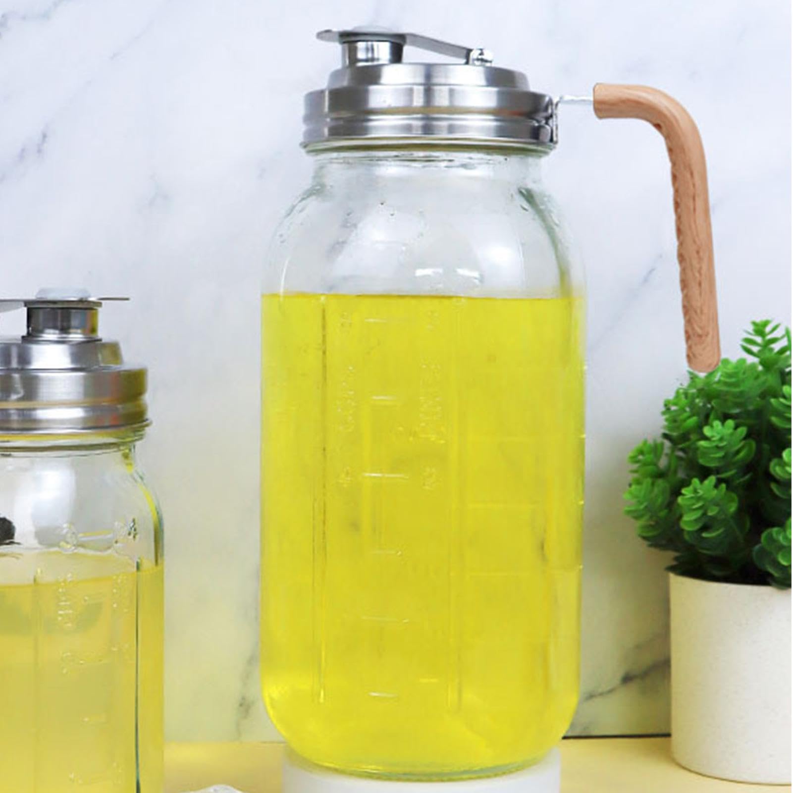 Generic 2 Mason Jar Pour Spout Lid, 86mm Stainless Steel Mason Jar Lids With Handle, Mason Jar Pitcher Lid With fl-ip Cap Pouring Spout, Portable Travle Drinking Lid, IA14BWGB6F3V86LMHDF