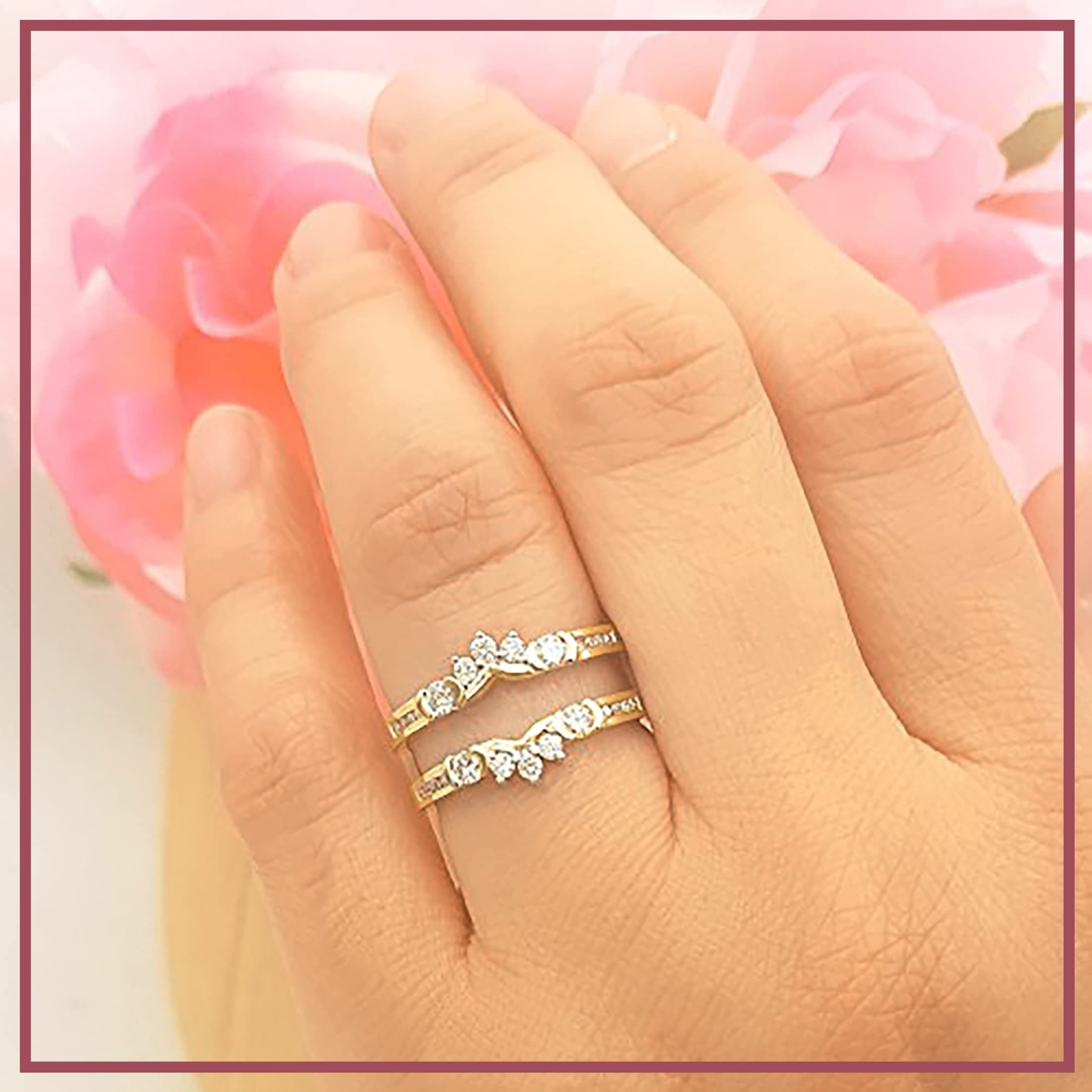 Dazzlingrock Collection Round White Diamond Wedding Enhancer Ring for Women (0.50 ctw) in 10K Yellow Gold Size 6.5