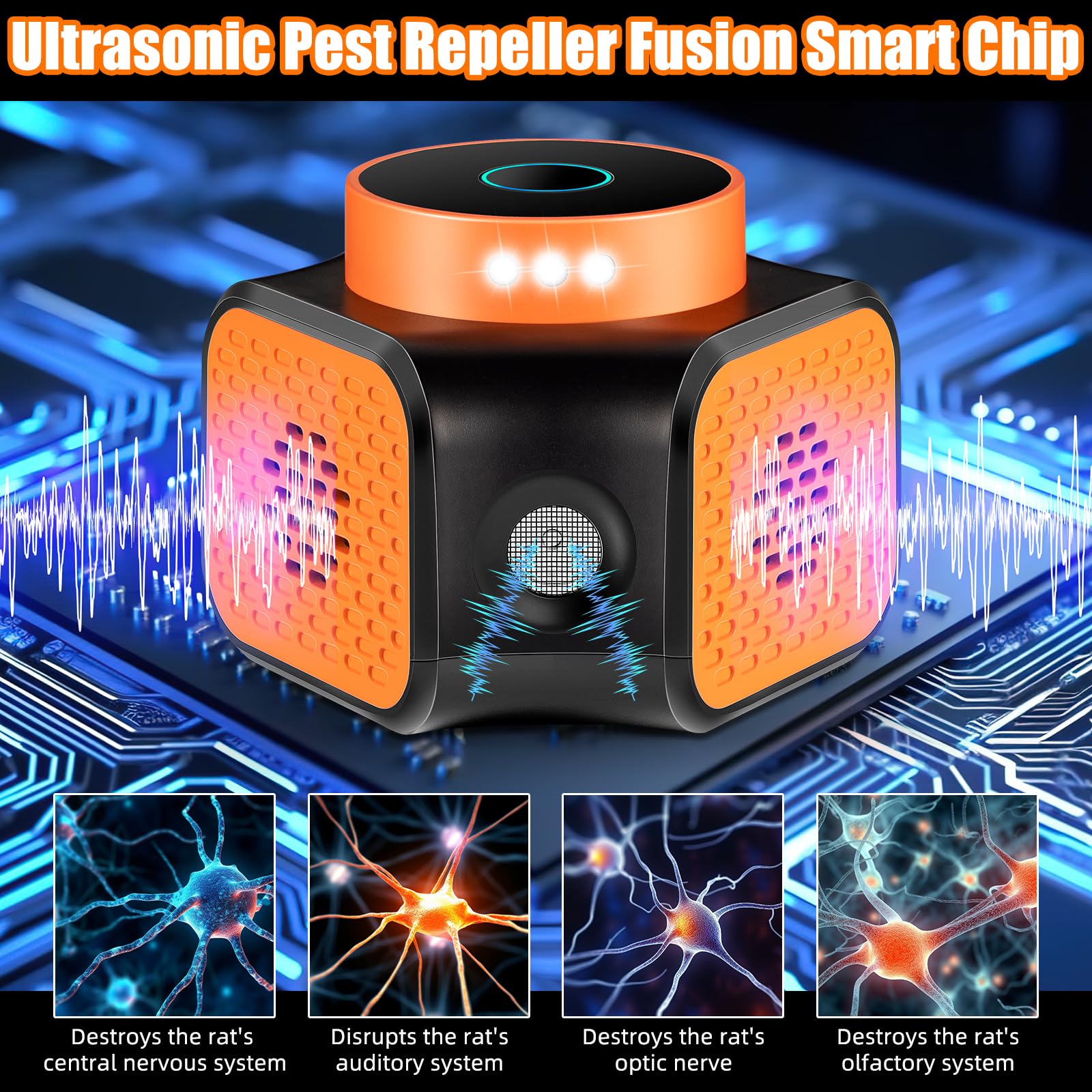 Jahy2Tech Mouse Repellent Ultrasonic Plug in Ultrasonic Pest Repeller 4-in-1 Mice Repellent Indoor Ultrasonic Mouse Repellent with Strobes Light Squirrel Repellent Indoor Attic Houses Garages Barns