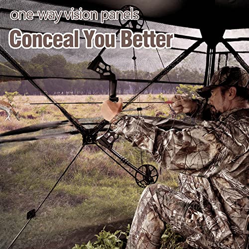 MOFEEZ Hunting Blind, 270°Shoot Through Mesh with Silent Sliding Window, 2-3 Person Ground Deer Stand Pop Up Tent with Portable Bag and Tent Stakes (Camo, 58 "Lx58 Wx66 H)