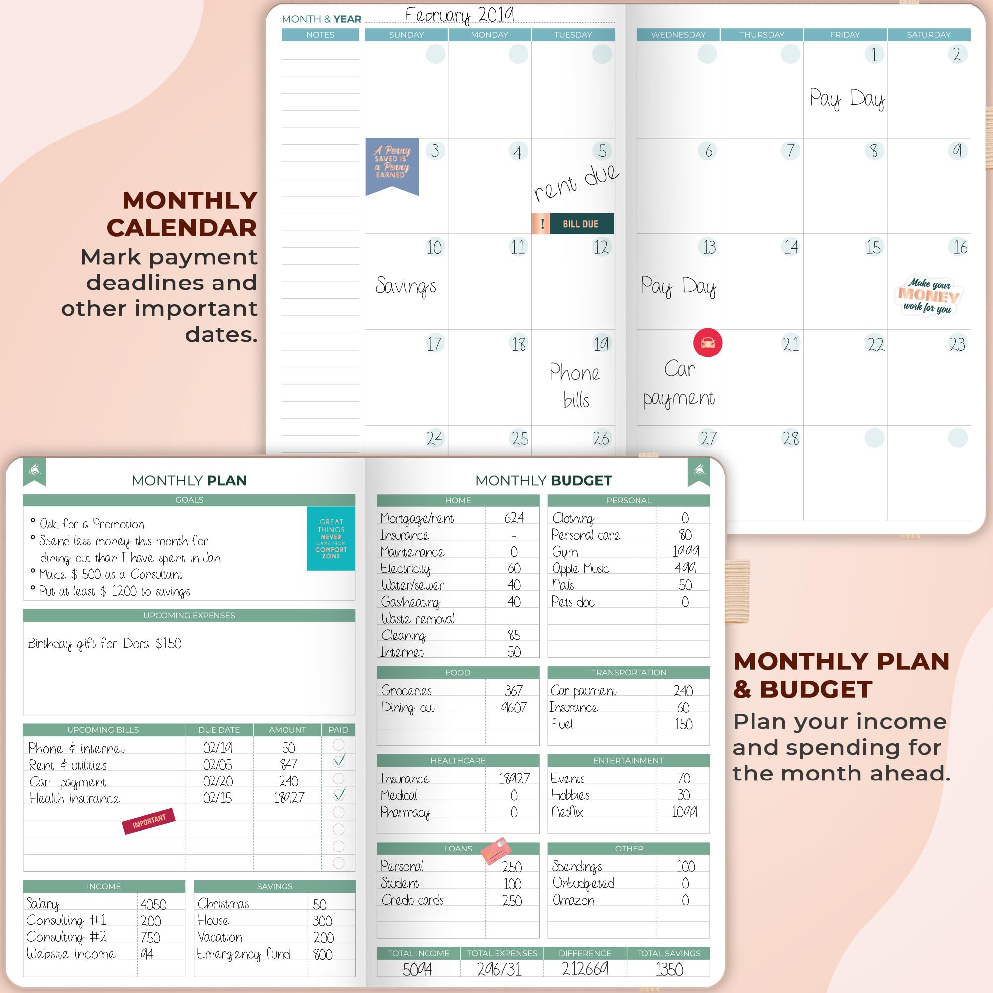 Clever Fox Budget Book 2.0 – Simple Budgeting Planner for Beginners – Financial Notebook with Money Spending, Debt & Bill Tracker (Rose Gold)