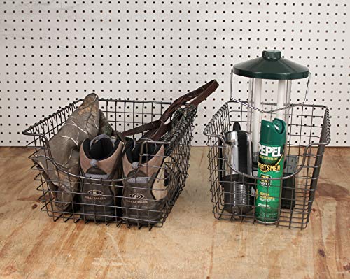Spectrum Diversified Scoop Wire Basket, Vintage-Inspired Steel Storage Solution for Kitchen, Pantry, Closet, Bathroom, Craft Room & Garage, Small, Industrial Gray