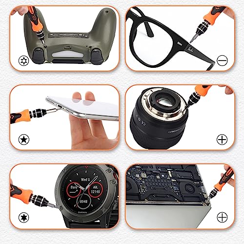Mini Screwdriver Set, Torx Bit Set with T3 T4 T5 T6 T7 T8 T9 T10 T15 T20 Security Torx Bit, Computer repair tool kit with Phillips Head Screwdriver compatible for Nintendo Switch, iphone, PC Repair