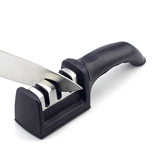 Circadus Professional Premium 3-Stage Chef Kitchen Knife Sharpener. Quick and Easy Sharpening, Straightening, and Polishing of Chef Blades and Kitchen Knives. Includes Cut-Resistant Glove & Bookmark