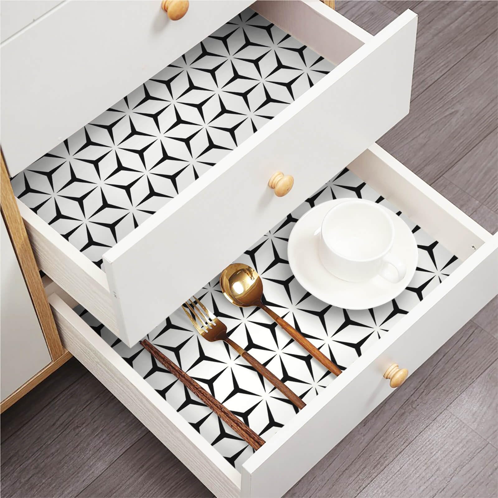 Heroad Wall Paper Peel and Stick Modern Black and White Wallpaper Peel and Stick Boho Geometric Contact Paper for Cabinets and Drawers Renter Friendly Self-Adhesive Removable Waterproof 17.7β x 118β