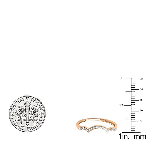 Dazzlingrock Collection 0.10 Carat (Cttw) Round White Diamond Stackable Wedding Contour Band in 14K Rose Gold Size 6.5