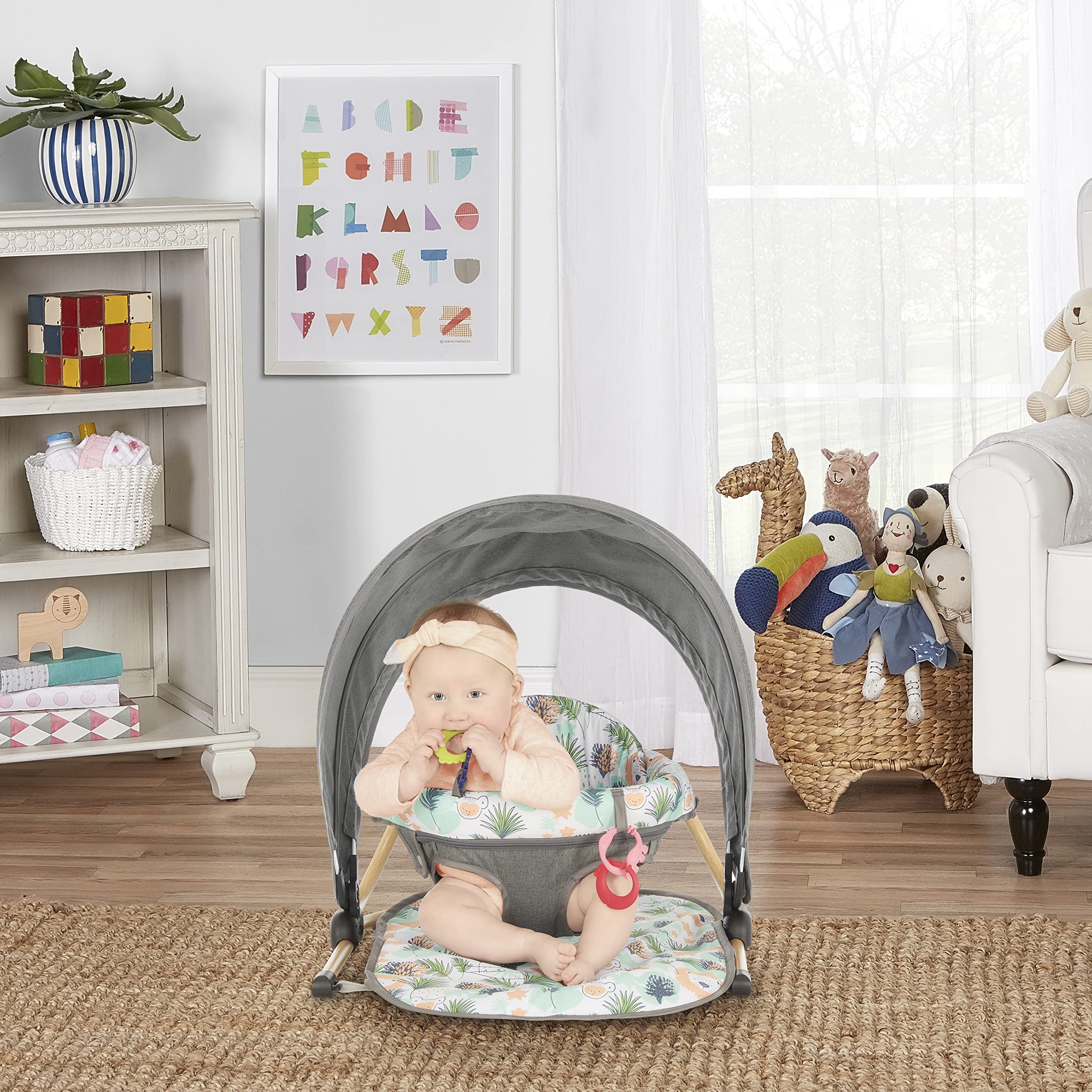 Dream On Me Snug N' Play Floor Seat and Canopy, Lion Head