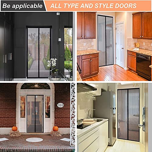 Mesh Door Screen with Magnets Heavy Duty Pet Screen Door Magnetic Screen Door Temporary Screen Door Bug Screen for Doorway (W x L:95x205cm(37ร80inch),Coffee)