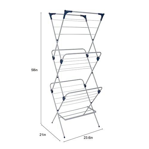 YBM Home 1582-10 3 Tier Foldable Clothes Water-Resistant Steel Drying Rack