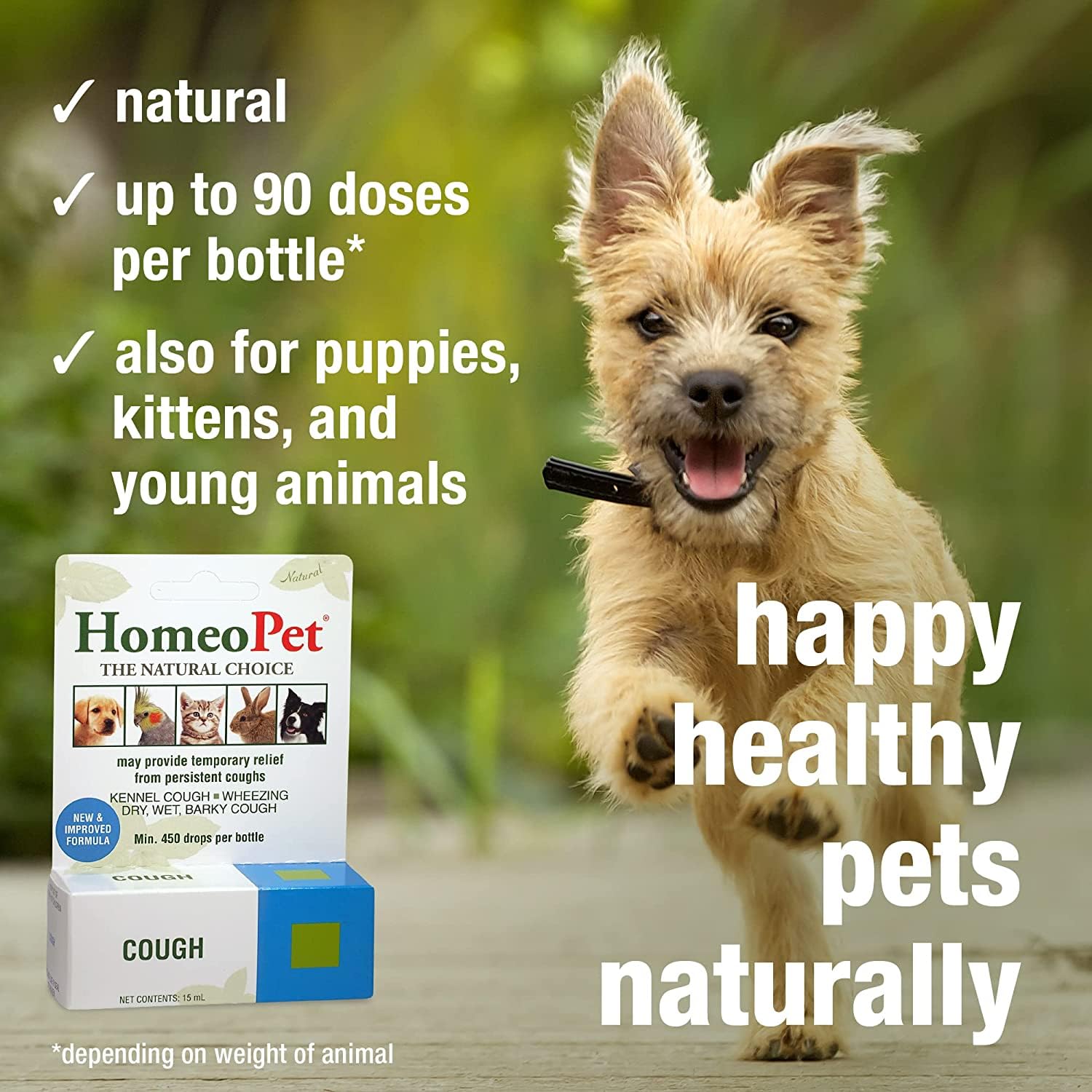 HomeoPet 2 Pack of Cough, 15 milliliters each, Homeopathic Remedy for Pets' Coughs and Colds