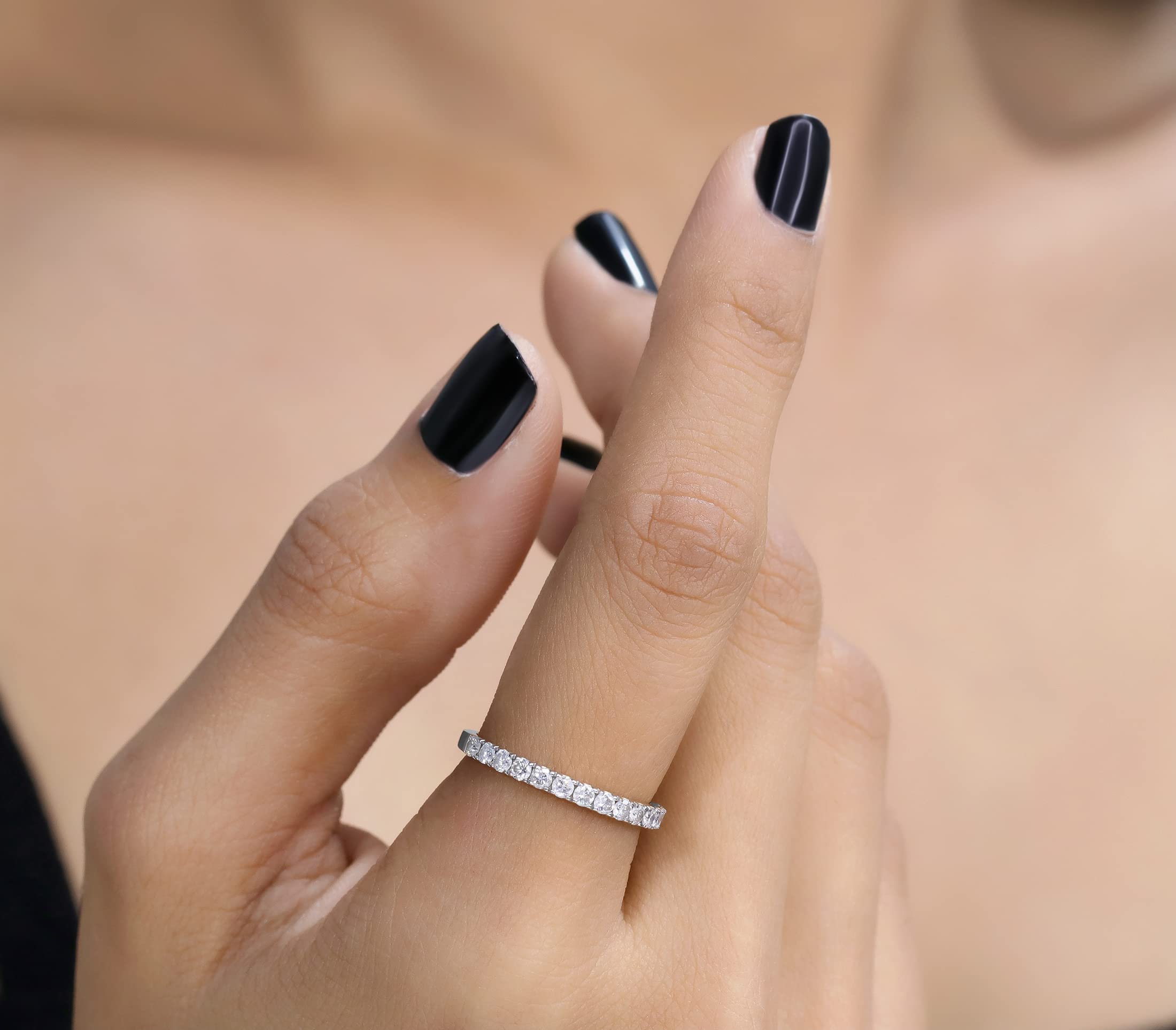 Dazzlingrock Collection 0.50 Carat (ctw) 10K Round Diamond Wedding Anniversary Stackable Band 1/2 CT, White Gold, Size 6.5
