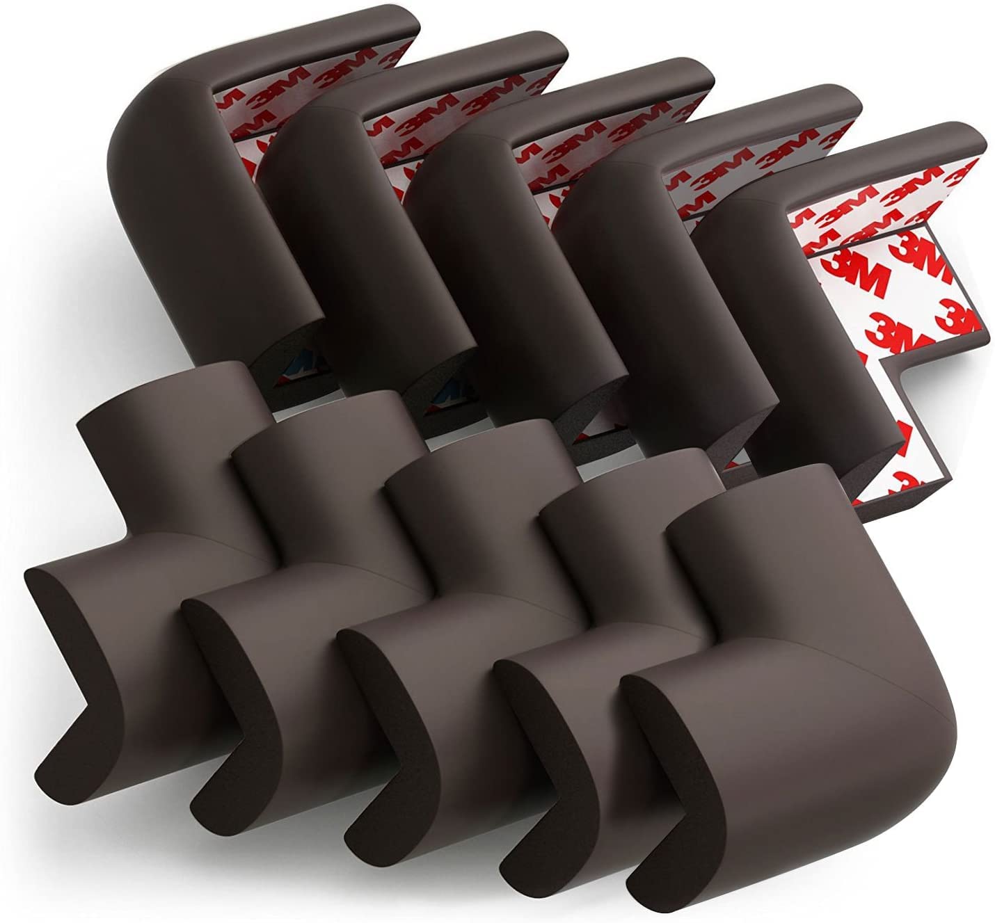 Eoney Corner Guards, Corner Protectors for Baby Safety , Furniture Table Safety Bumper with 3M Tape(10 Pack), Brown, 10Pack