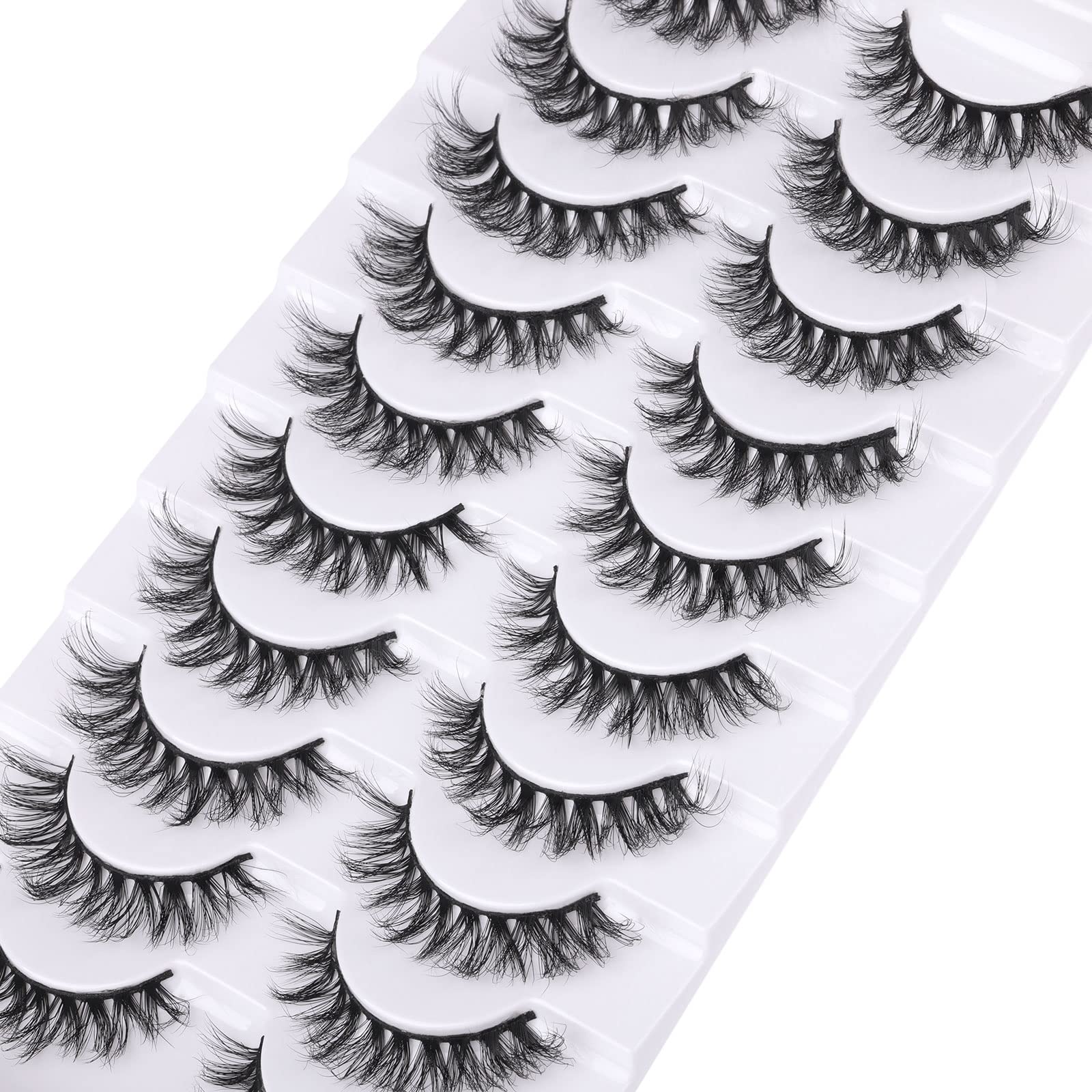 False Eyelashes Natural Look Fluffy Mink Lashes zanlufly Wispy False Eye lashes 14MM Curly Eyelashes 3D Thick Soft Handmade Reusable Fake Eye lashes Pack