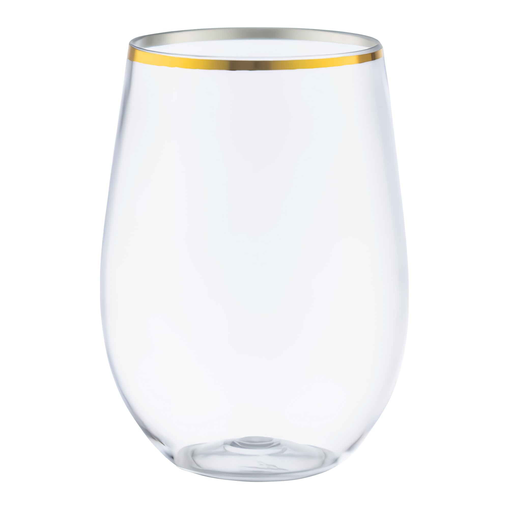 DecorLine Elegant Stemless Wine Goblets - 12 oz (Pack of 6) - Clear with Luxurious Gold Rim - Chic, Durable & Timeless Design - Perfect for Entertaining and Celebrations