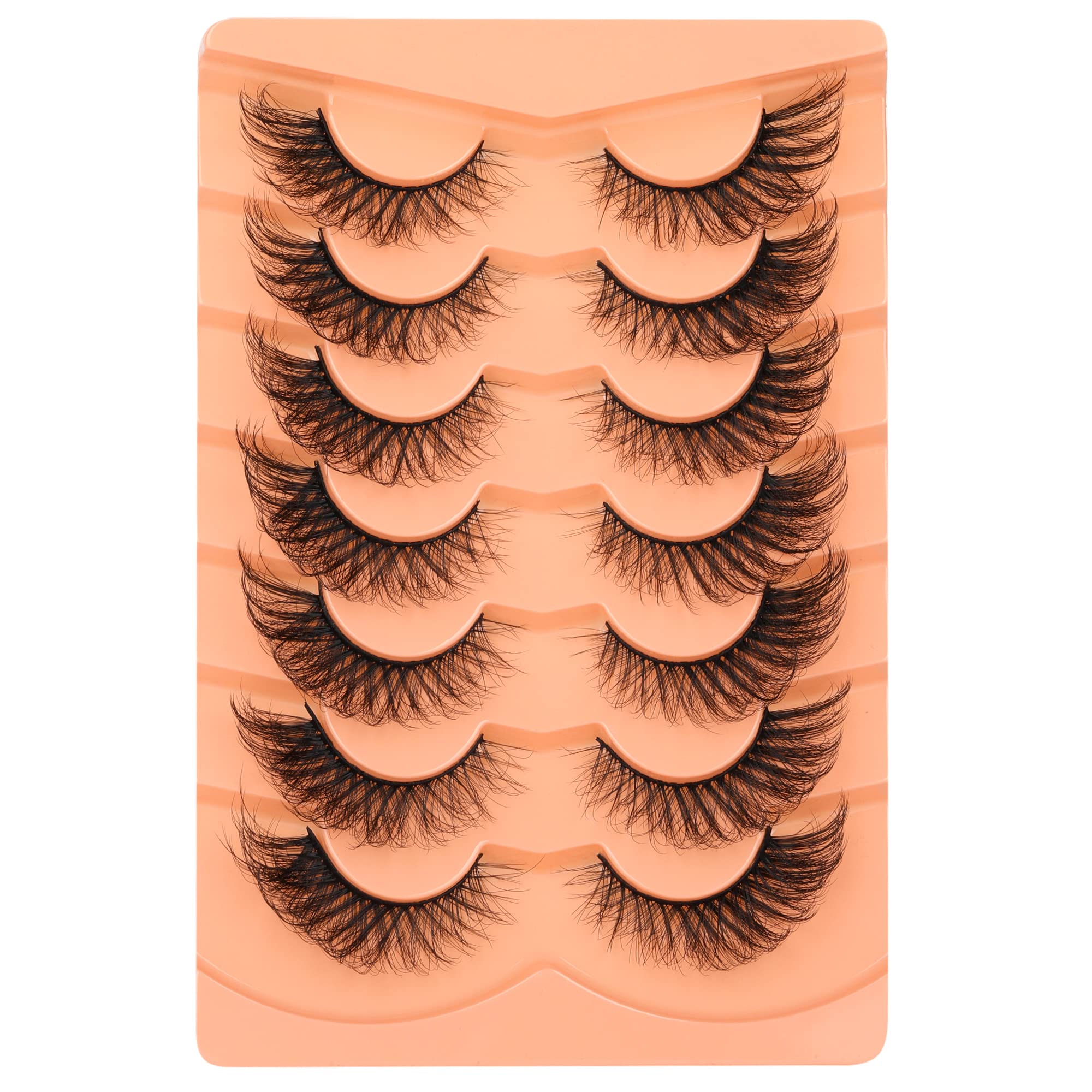 False Eyelashes Cat Eye Lashes Wispy Fluffy Fox Eye Lashes Natural Look Mink 8D Volume Curly Fake Eyelashes Dramatic Full Strip Lashes Pack by GVEFETIEE