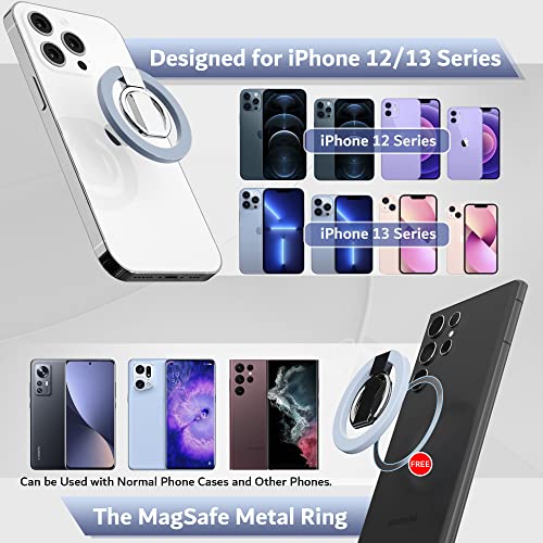 PZOZ Magnetic Phone Ring Grip Finger Holder for MagSafe, 360° Adjustable Kickstand for iPhone 14, 13, 12, Pro, Mini, Max, Plus, Compatible Mag Safe Case (Blue)