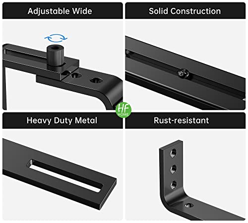 HFHOME 4 PCS Adjustable Planter Box Bracket (6 to 12.5 Inches) for Flower Box Holders, Window Boxes Planters Hooks, Heavy Duty Wall Mount Holder for Windowsills, Garden, Fences, and Balcony - Black