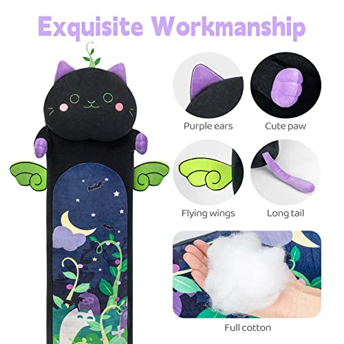Mewaii Long Cat Plush Kawaii Body Pillow, 20β Cute Black Cat Stuffed Animals Soft Plushies, Kitten Plush Throw Pillow Doll Big Plush Toys Gift for Girlfriend