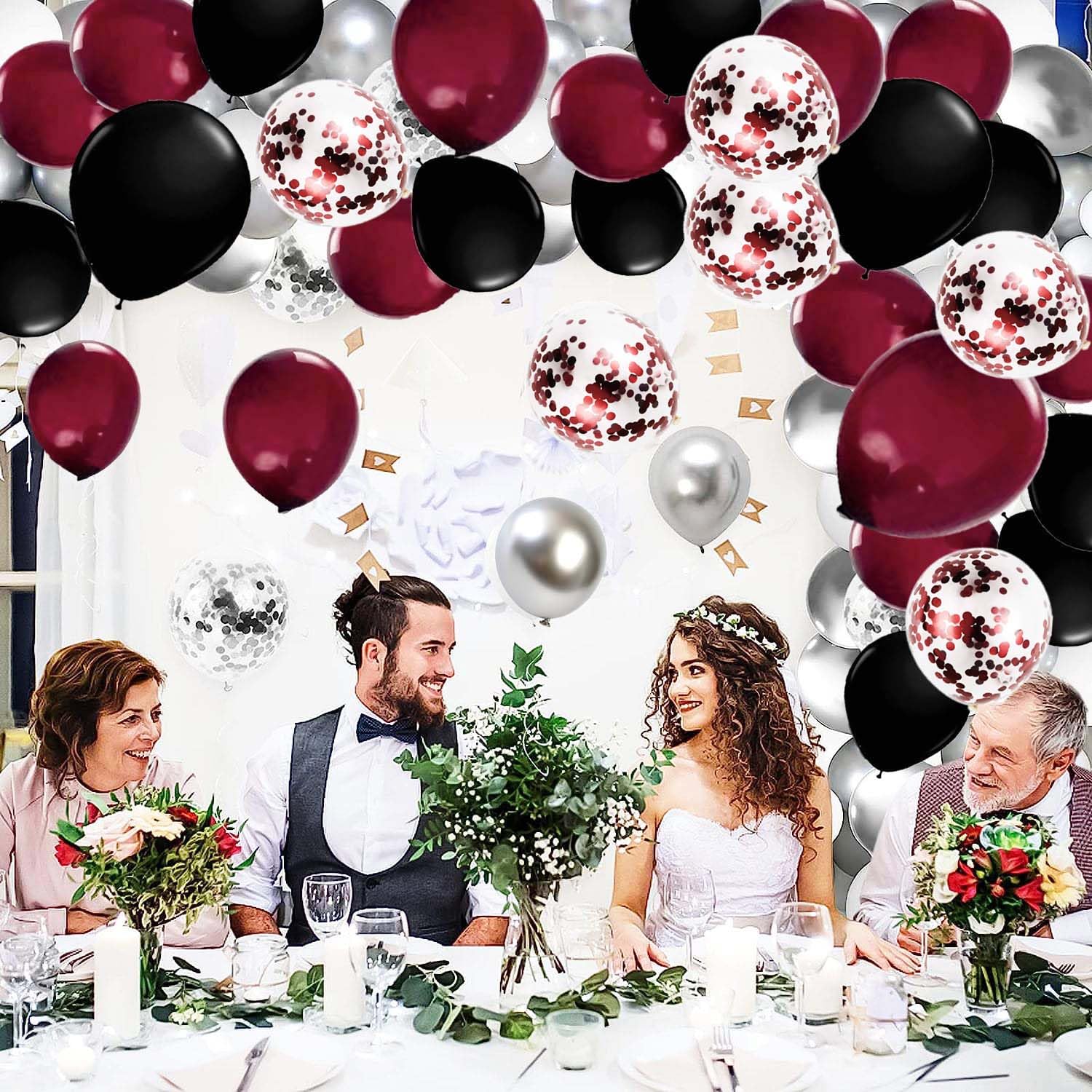 Graduation Decorations Maroon Black 2024/Burgundy Black Graduation Party Decorations/Maroon Black Balloons 60Pcs Burgundy Black Maroon Birthday Party Decorations