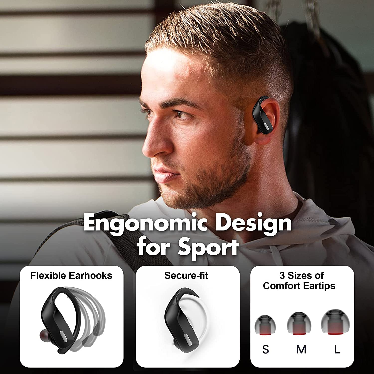 Caymuller Wireless Earbuds Bluetooth 5.1 Headphones 48H Playtime Sport Earphones with LED Display,Over-Ear Buds Built in Mic in Ear Waterproof Headset for Workout Running Gaming