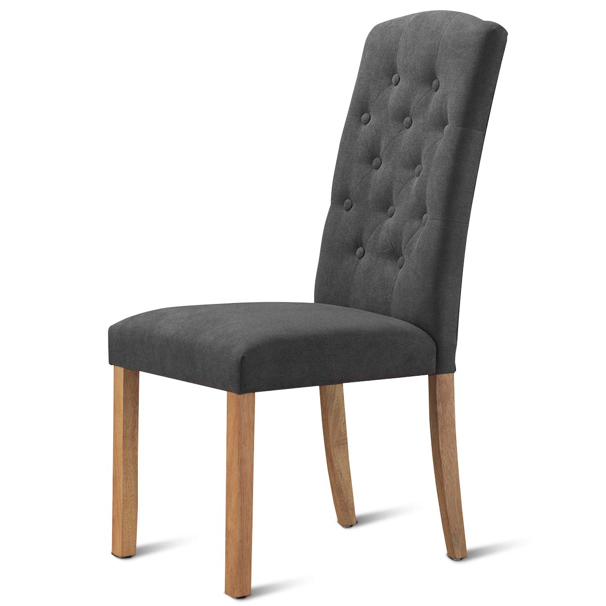 COSTWAY Set of 2 Dining Chairs, Ergonomic Design PU Leather Upholstered, Wear-Resistant Armless Leisure Chair with Foot Pads for Home Office Kitchen (Nature)