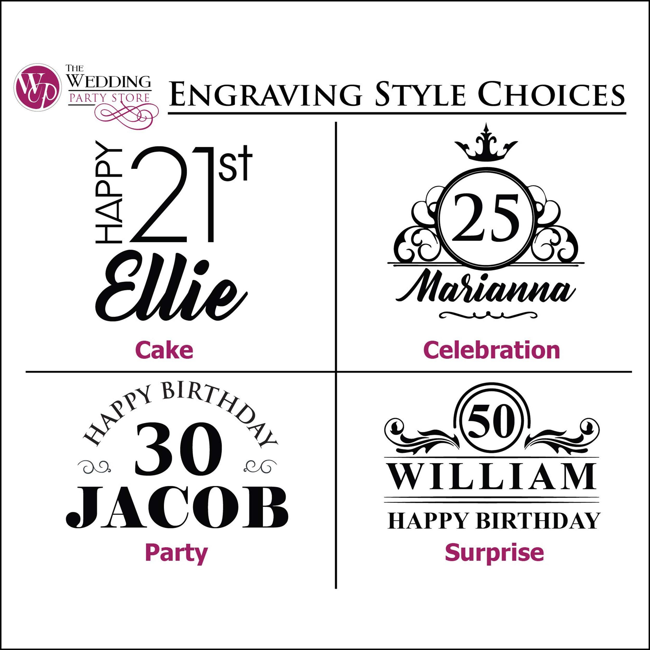 Custom Monogrammed Happy Birthday Wine Glass, Shot Glass, Beer Glass, Champagne Flute - Customized Present for 30th, 40th, 50th, 60th Celebration (16 oz Wine Glass with Stem)