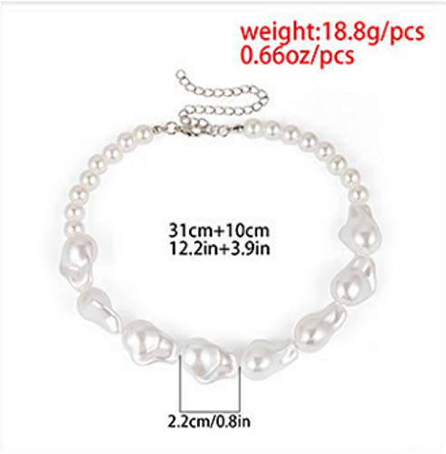 Cathercing Boho Baroque Irregular Pearl Pendant Choker Necklace for Women Vintage Charm Adjustable Chain Jewelry Simple Chic Cute Accessories Collocation on Beach