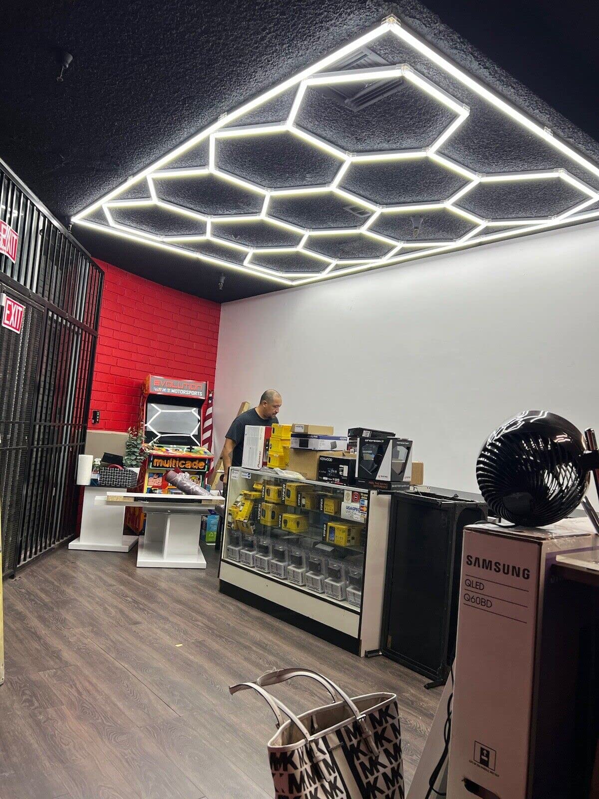 EVMIZE Hexagon LED Lights for Garage, Gym, Warehouse, Auto Car Detailing Shop, Office, Barbershop, Salon Light White 6500k CE Certified Hex Room LEDS Honeycomb Light