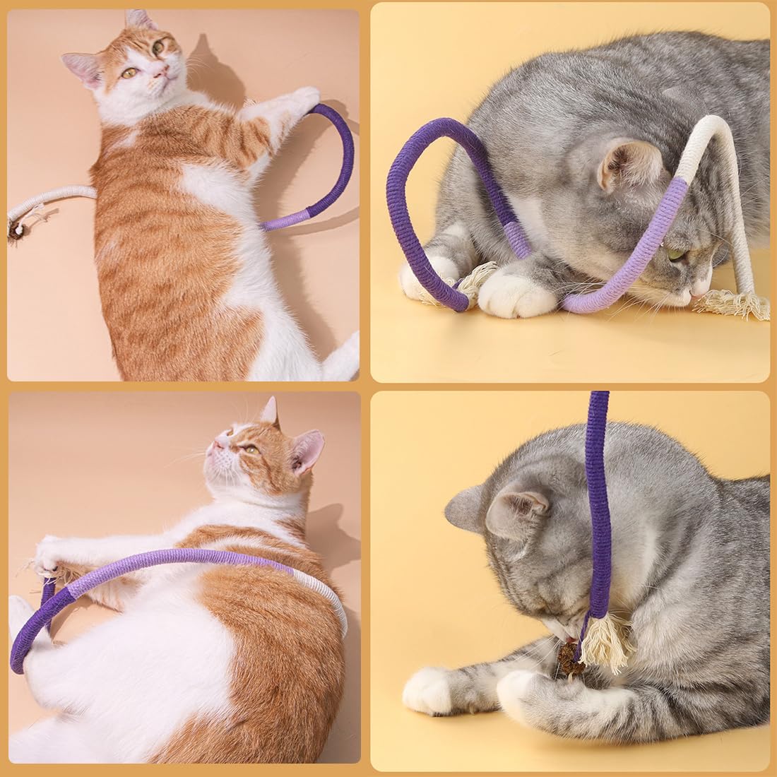 Generic Cat Chew Toys 5 Piece Set, Indoor Interactive Teasing Cotton Rope Feather Toys, Safe Dental Cleaning and Teething Toys for All Cats
