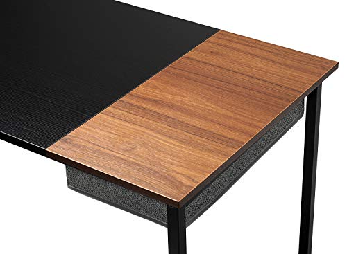 Cubiker Computer Desk 55" Home Office Writing Study Laptop Table, Modern Simple Style Desk with Drawer, Black Espresso