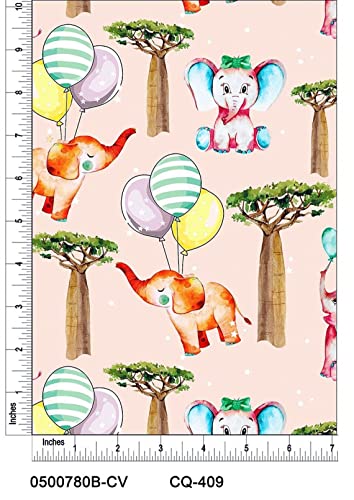 Texco Inc 100% Combed Quilting Prints Craft Cotton Apparel Home/DIY Fabric, Beige Orange Pink 1 Yard
