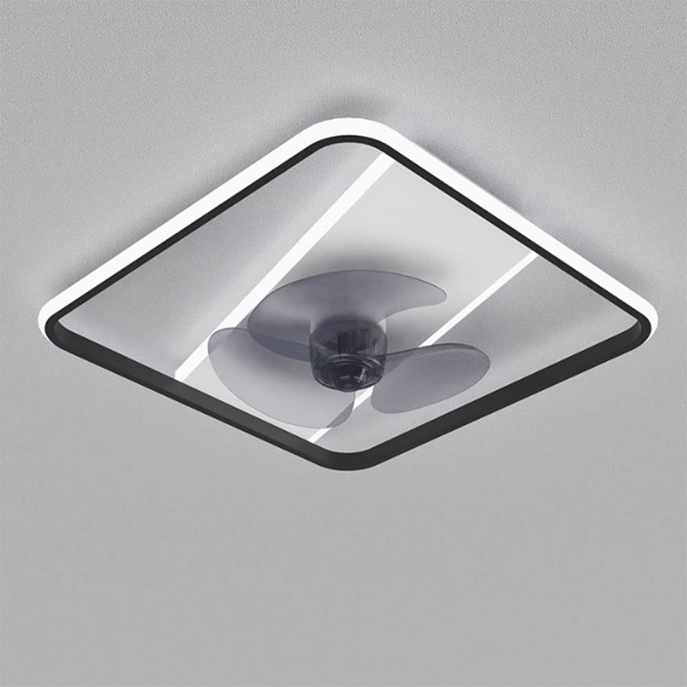 CAZARU FXJ Square Modern LED Fan Ceiling Light, Adjustable 3 Wind Speed, Dimmable Fan Ceiling Light with Remote, 64W Modern LED Fan Chandelier, Home Office, Ø 40 Cm Interesting Life