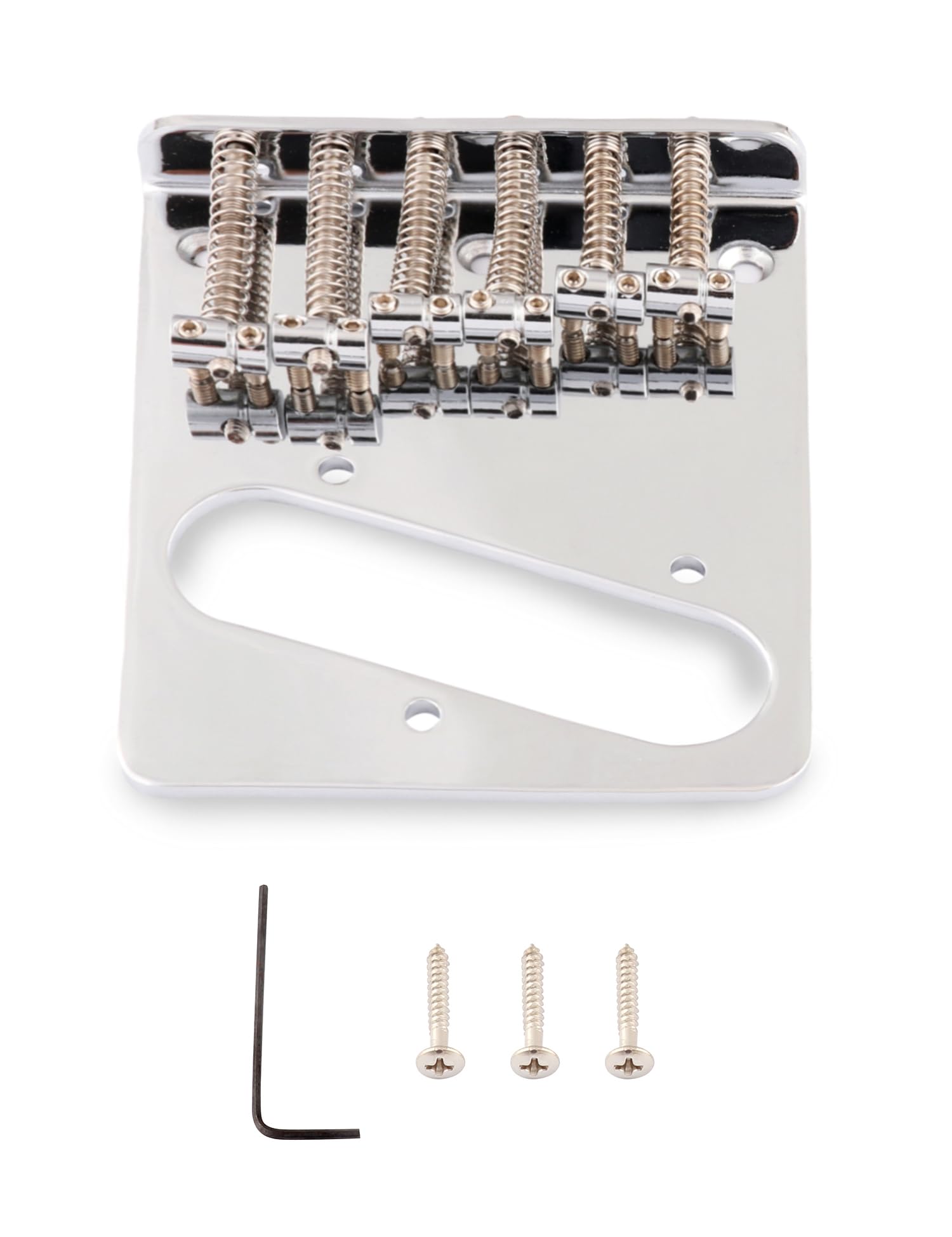 Metallor Guitar Bridge Vintage Style Top Loader Bridge 6 Saddles Compatible with Tele Telecaster Style Electric Guitar Parts Replacement Chrome.