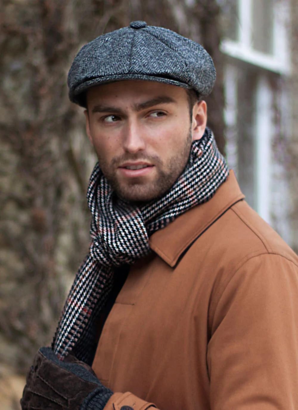 Dents Mens Abraham Moon Tweed 8 Piece Cap - Pewter Grey - Extra Large