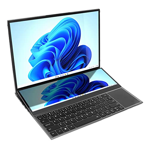 Dpofirs Dual Screen Laptop 16in, 14 Inch HD Touchscreen Laptop, 16GB RAM, 1TB SSD, for Core I7 Processor, Dual GPU Slots, WIFI6, BT, Notebook Laptop for Game, Office (US Plug)