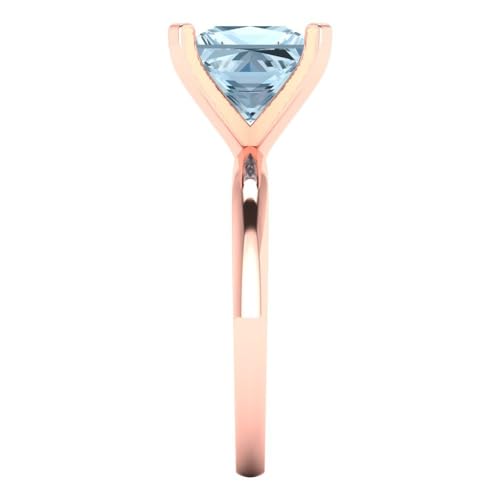 Clara Pucci 3.0 ct Princess Cut Solitaire Natural Swiss Blue Topaz gemstone Bridal Designer Anniversary Engagement Ring 14k Rose Gold 3.5