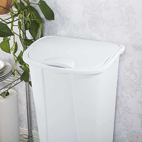 Sterilite 10938006 11 Gallon/42 Liter SwingTop Wastebasket, White, 6-Pack