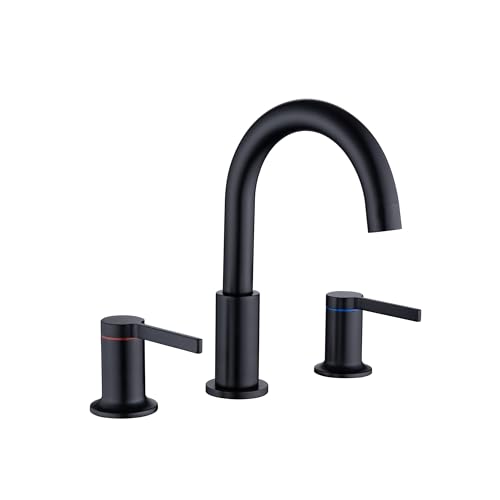 FACUT 3 Hole 8 Inch Widespread 2 Handle Bathroom Sink Faucet by, Chrome Finish High Arc Bath Faucet with Pop Up Drain and Water Supply Line,Kitchen Sink Faucet FACUT