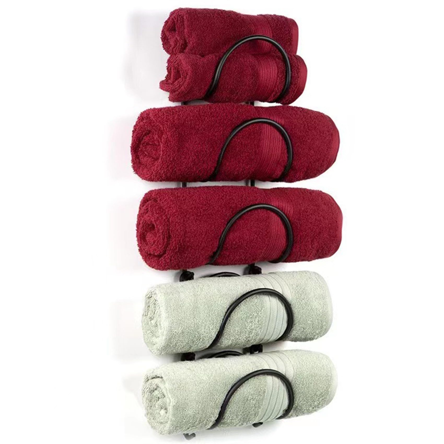 Generic 6.69''X7.09''X3.94'' Towel Racks for Bathroom Wall Mounted Metal Wine Rack with Hooks Towel Shelf Towel Holder for Bath (1, Black), RXZER8990